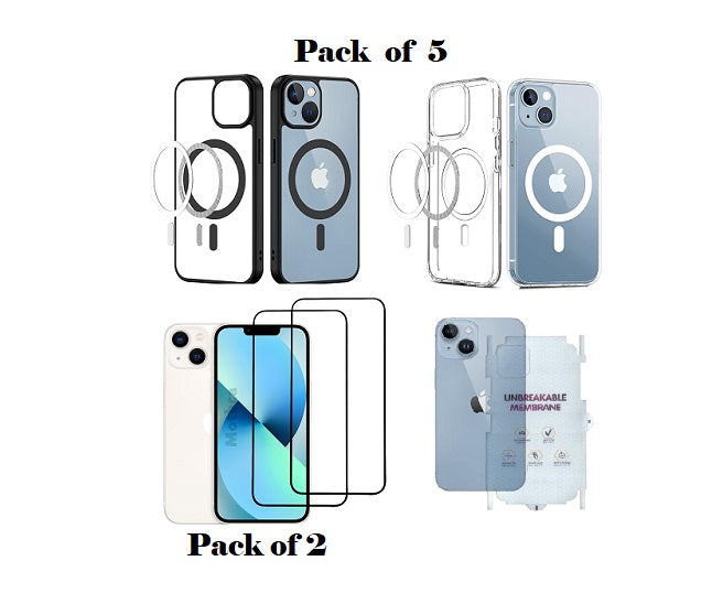 (Pack of 5) Apple iPhone (2*Back case+2*Tempered back+Back Membrane ...
